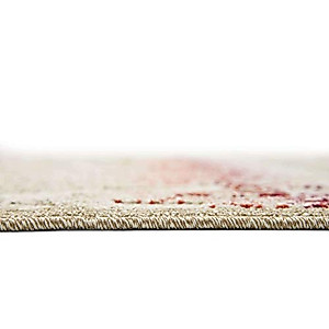 Unique Loom Modern Collection Distressed, High-Low Pile, Abstract, Vintage, Indoor and Outdoor Area Rug, 6 ft x 9 ft, Beige/Light Brown