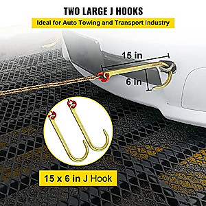 VEVOR J Hook Chain, 5/16 in x 10 ft Tow Chain Bridle, Grade 80 J Hook Transport Chain, 9260 Lbs Break Strength with JT Hook & Grab Hook, Tow Hooks for Trucks, Heavy Duty J Hook and Chain Shorteners