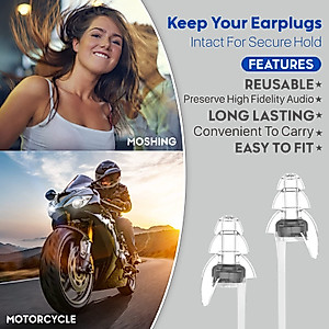 Hearprotek 2 Pairs High Fidelity Concert Ear Plugs, Noise Reduction Music Earplugs, Hearing Protection for Musicians, Festival, DJ’s, Nightclub, Concerts, Drummers, Party, Motorcyclists (23db) Black