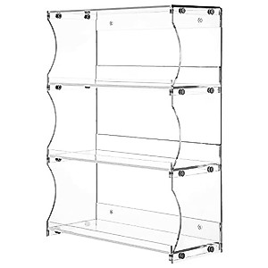 MyGift Clear Acrylic Shelves, Wall Mounted 3 Tier Floating Display Rack, Clear Hanging Shelves, Plastic Shelving
