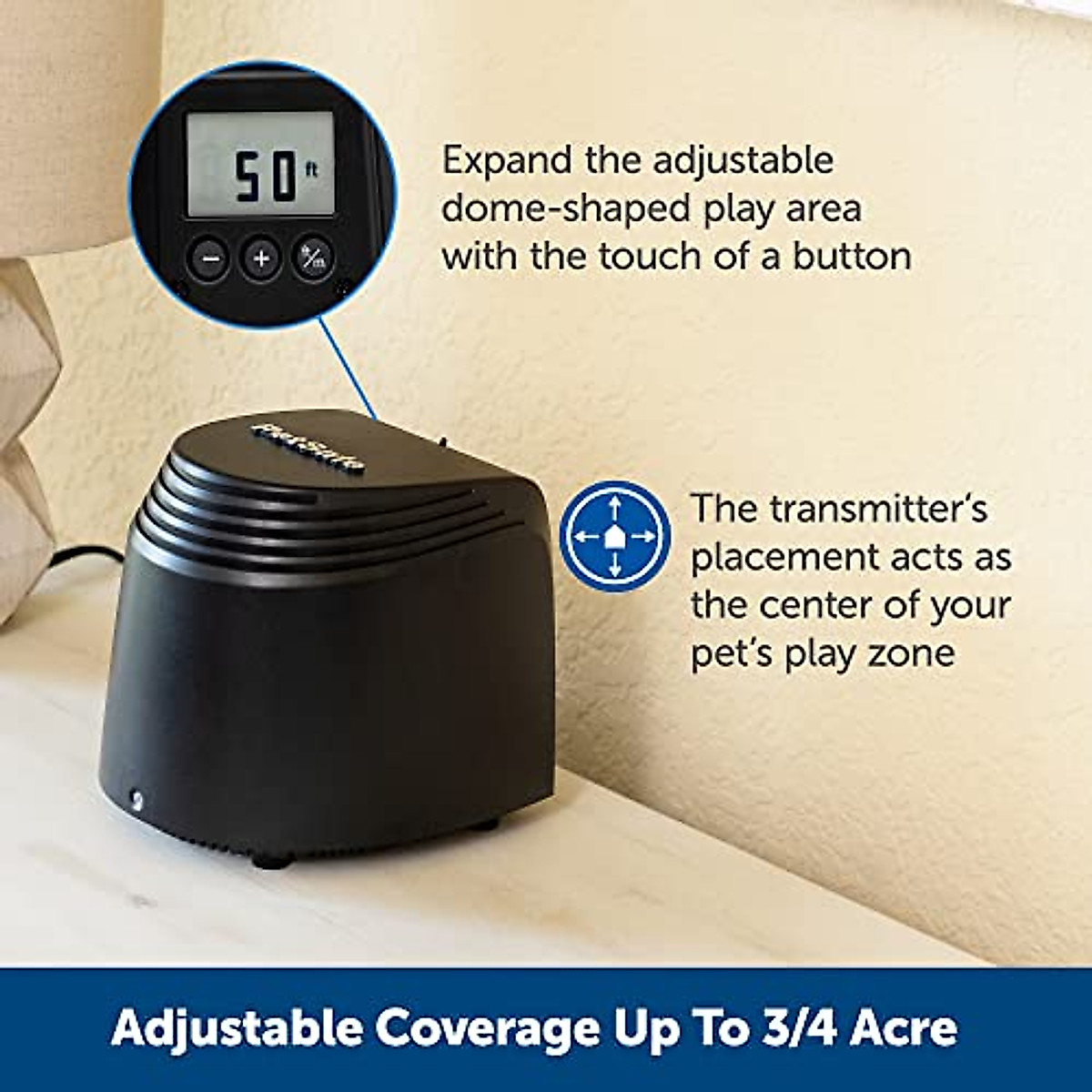 PetSafe Stay & Play Compact Wireless Pet Fence, LCD Screen to Adjust Circular Boundary, Secure up to 3/4 Acre Area, Use for All Your Pets, Portable System from the Parent Company of INVISIBLE FENCE