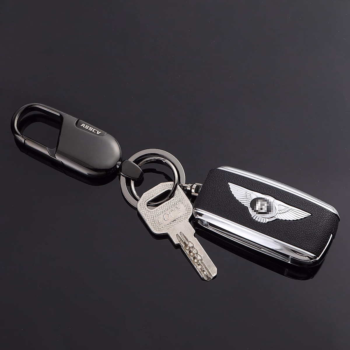 ASSCV Car Keys Keychain, Heavy Duty Keychains,Car Key Fob Accessory For Men and Women,With Elegant Metal Box (Black)