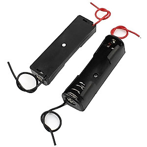 WAYLLSHINE 100 Pcs 1 x 1.5V AA Battery Spring Clip Black Plastic 1 x 1.5V AA Battery Case Holder Box Black Red Wire Leads