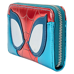 Loungefly Marvel Shine Spider-Man Cosplay Zip Around Wallet | Red & Blue Spiderman Pouch Standard