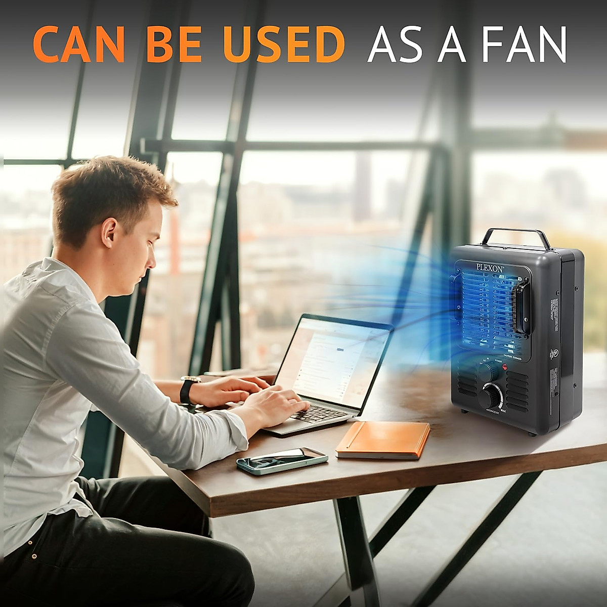 Plexon Milkhouse Utility Electric Space Heater with Thermostat Adjustable Overheat Protection Perfect for Garage or Greenhouse Workshop Comfort Home 1500 Watt Black