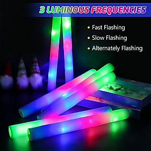 BUDI Glow Sticks Bulk 32 Pcs LED Foam Sticks with 3 Modes Colorful Flashing Glow in the Dark Party Supplies for Wedding Raves Glow Sticks Wedding Birthday Concert Glow Party Camping Accessories