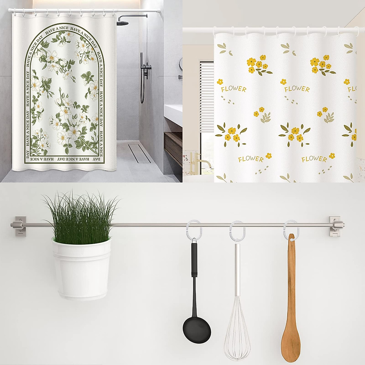 MIDELONG 50 PCS Plastic Shower Curtain Rings, Clear Shower Curtain Hooks, C-Shaped Rings Hook Hanger for Bathroom Shower Curtain Window Rod