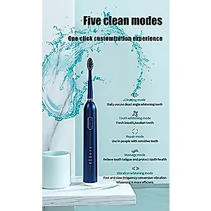 Dorlnk Electric Toothbrush 5 Modes 3 Brush Heads Convenient Rechargeable USB Fast Charge Toothbrushes ,1200mAh Battery Last for 60 Days Smart Electric Toothbrushes for Adults and Kids