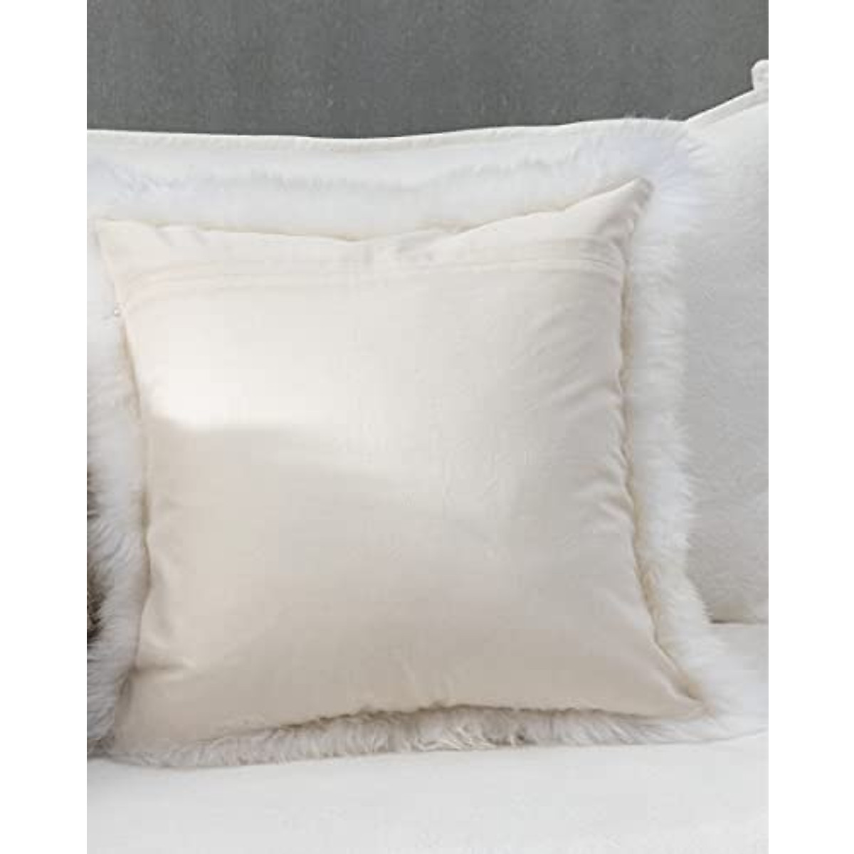 Snoozy Woolies Natural Australian White Sheepskin Fur Pillow Cover (not Filled) 45 * 45cm (18 * 18 Inch)- Decorative Cushion Covers, Shaggy White Pillow, Soft Fuzzy Pillow Case, Chair pad