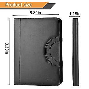 UBAFNOM Padfolio Portfolio Binder – Vegan Leather Business Portfolio Organizer with Calculator – Zippered Portfolio Padfolio for Women & Men
