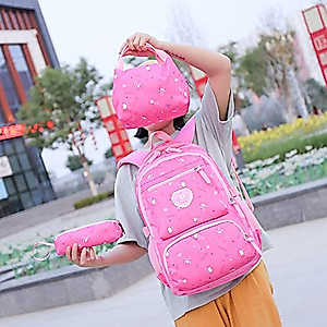 Backpack for Girls, Kids Backpacks for Girls, Girls Backpack with Lunch Bag Nylon Elementary Bookbag Children Schoolbags for Boys