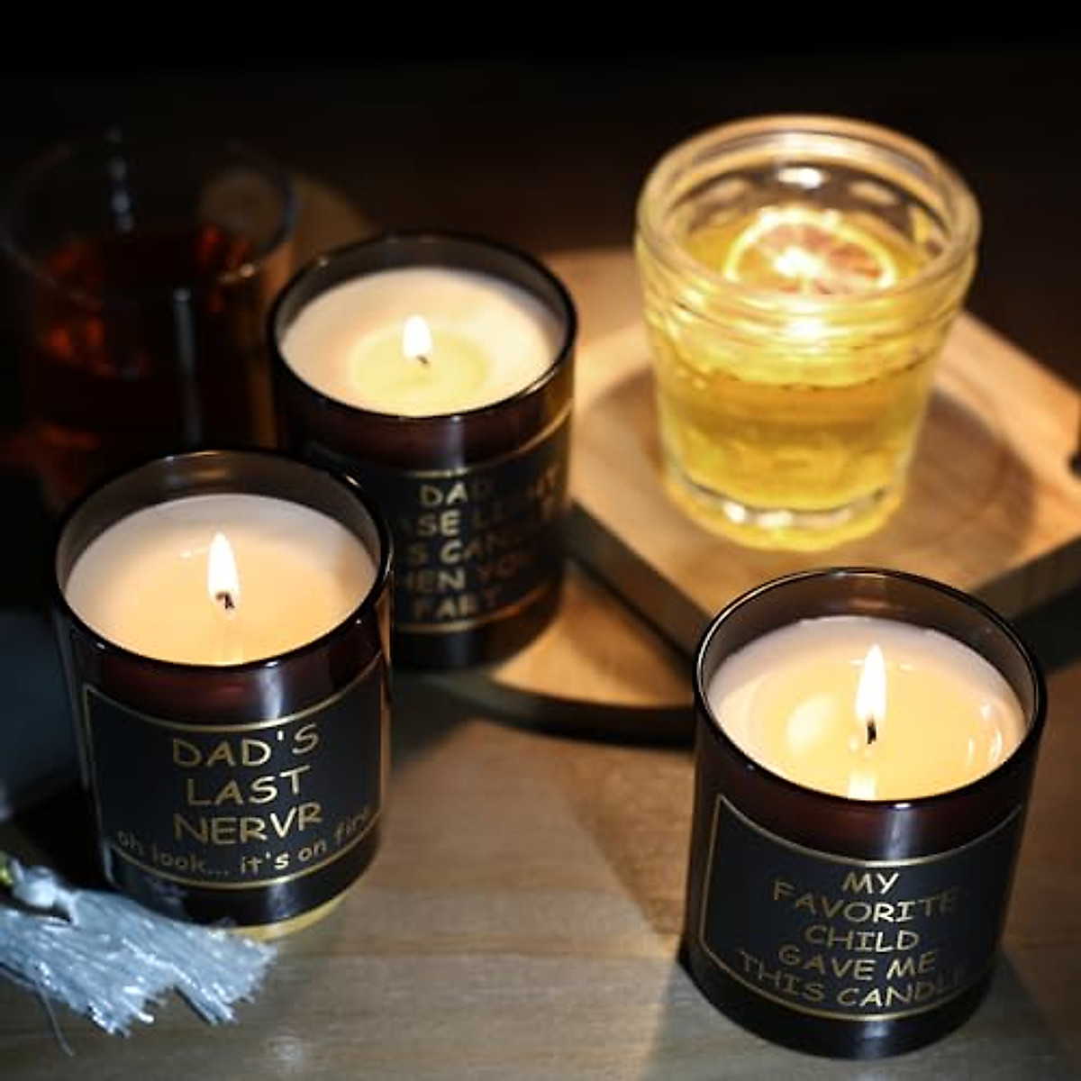 Dad Gifts from Daughter Son, Personalized Gifts for Dad, Dad Birthday Gift, Scented Candles for Men, Birthday Gifts for Dad Step Dad, Christmas Gift Idea (10oz) (DAD When You Fart, Sandalwood)