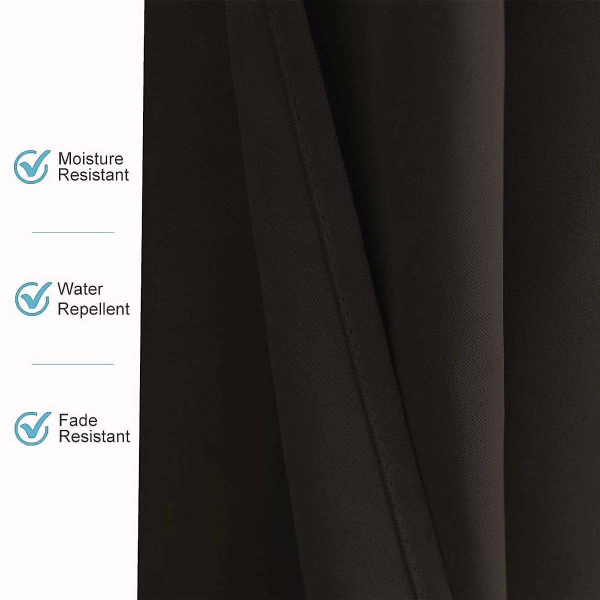 RYB HOME Patio Outdoor Curtains - Waterproof Blackout Privacy Porch Curtains Stain Resist Terrace Shade for Lawn & Garden Pergola Indoor Outdoor Decor, 1 Panel, W 52 x L 108 inch, Brown