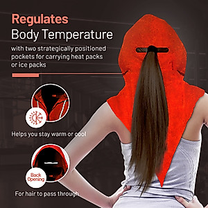 AllSportsHeadGear Head Towel, Absorbent Cooling Hoodie Towel with Internal Pockets for Ice and Heat Packs, Cooling Towels for Athletes, Soft, Breathable Sweat Towel for Gym, Daily Use and More, Red