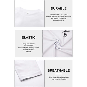 OMGear Rash Guard Swim Shirt Sun Block Short Long Sleeve Surf Tee Swimsuit Top (White(Short Sleeve), S)