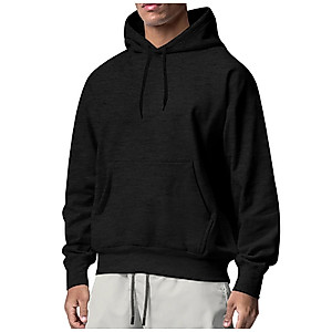 Hoodie for Men Warm Lightweight Solid Color Pullover Sweatshirts Thermal Plus Size Long Sleeve Workout Hoodies Pullover Thermal Y2k Costumes Clothes Sudadera con capucha para hombre(Black,XL)