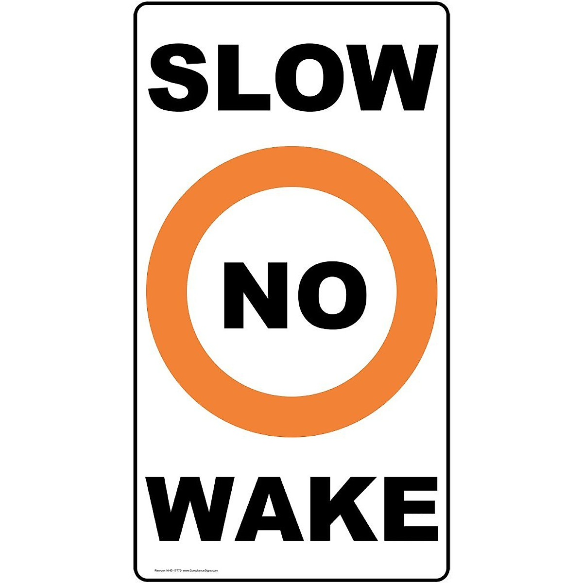 ComplianceSigns.com Slow No Wake Safety Label Decal, 24x13 inch 2-Pack Reflective Vinyl for Recreation