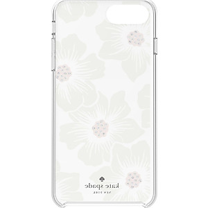 kate spade new york Protective Hardshell Case for iPhone 8 Plus, iPhone 7 Plus, iPhone 6s Plus & iPhone 6 Plus - Hollyhock Floral Clear / Cream with Stones
