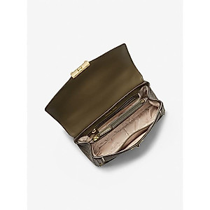 Michael Kors SOHO STUDDED LARGE ANIMAL PRINT LOGO SHOULDER BAG (Olive)