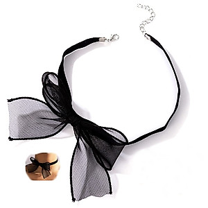 Asphire Sexy Black Lace Bow-knot Collar Choker Necklace Soft Velvet Suede Choker Tie Cravat Jewelry Gift for Women(Black)