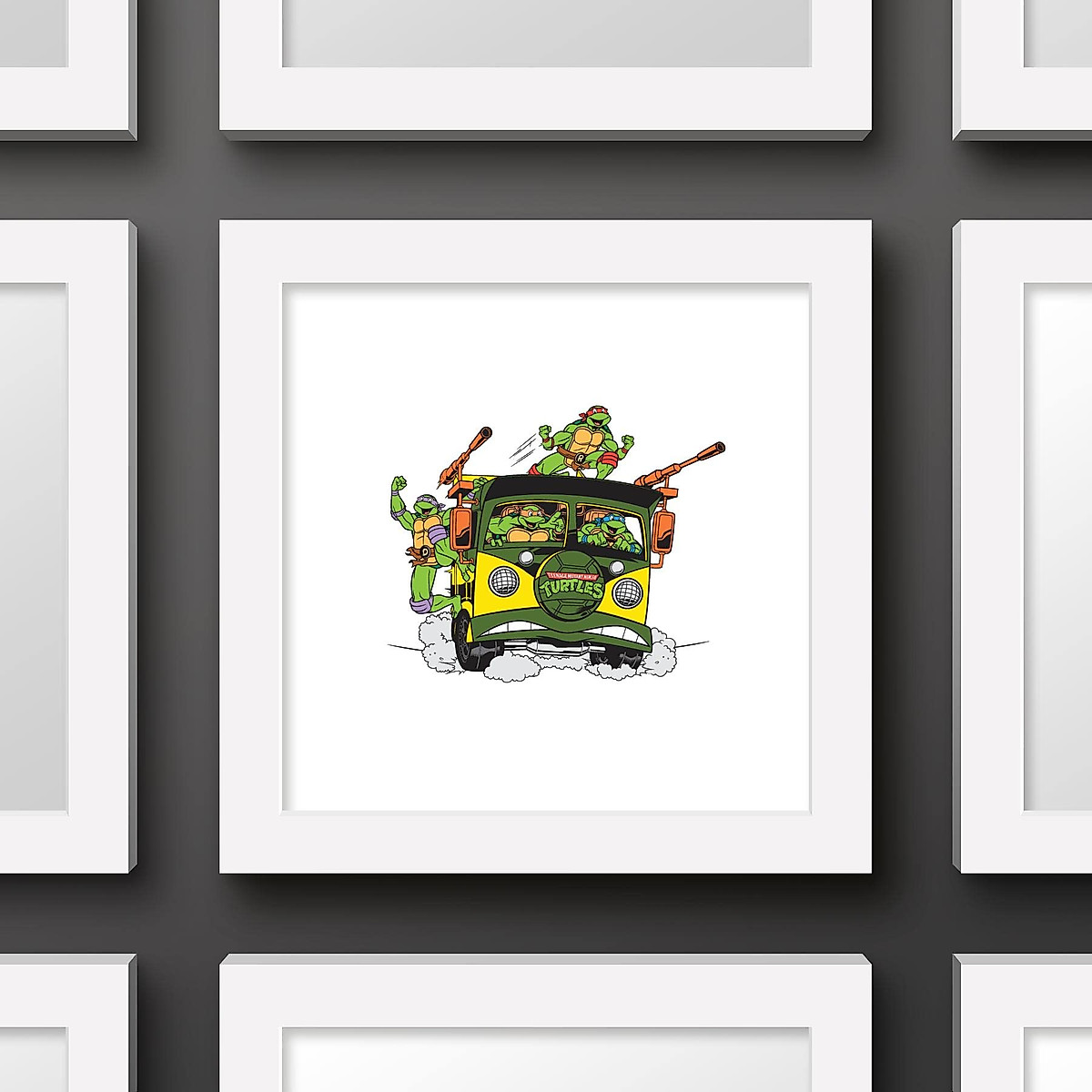 Trends International Gallery Pops Nickelodeon Teenage Mutant Ninja Turtles - Party Wagon Wall Art Wall Poster, 12" x 12", White Framed Version
