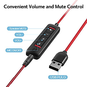 HROEENOI Premium USB Wired Headset with Noise-Cancelling Microphone, Ideal for PC, Laptop, Zoom Calls, Skype Meetings, Call Centers, and Home Office Use with in-Line Controls for Volume & Mic Mute