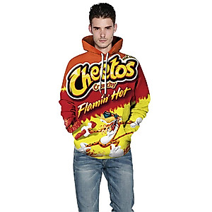 jiazery QZ Men's Novelty Cheetos Hoodie Realistic 3D Print Pullover Unisex Casual Long Sleeve Sweatshirt (NewOne-L)