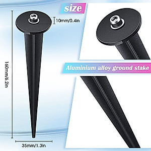 Zhengmy 4 Packs Threaded Spike Flood Light Ground Stake Metal Replacement Stakes for Solar Lights Outdoor LED Solar Light Stakes with 4 Hex Screws for Gardens Yard Path Lawn 6.3 Inches(Black)