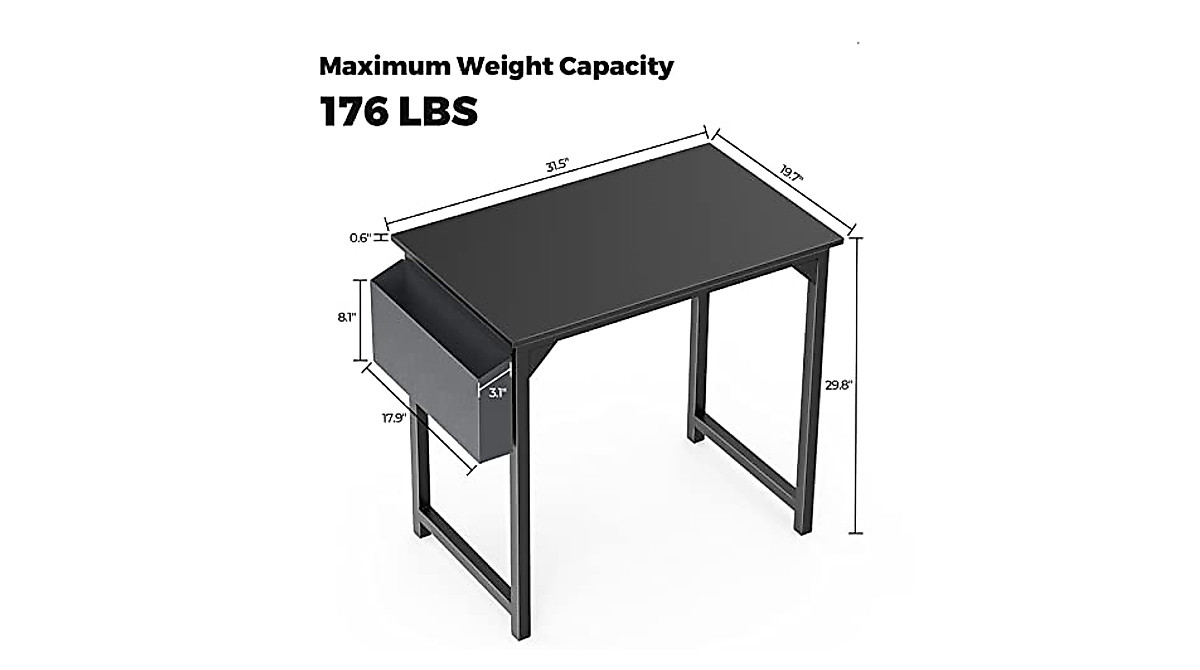 Small Home Office Desk 30 Inch - Sturdy Compact Study Table with Storage