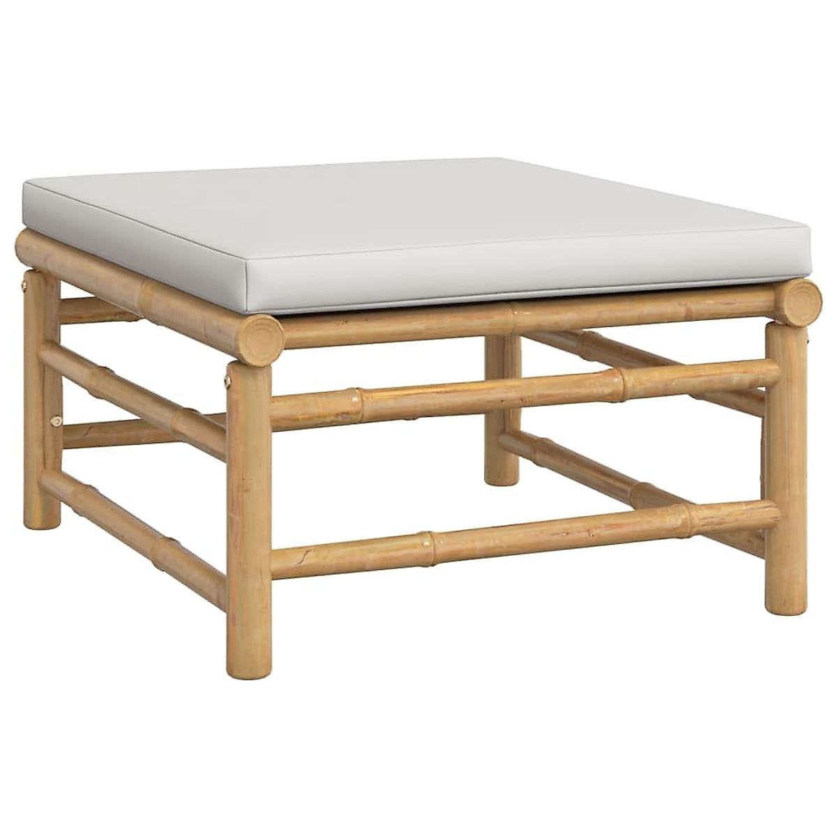 vidaXL 8-Piece Bamboo Outdoor Patio Lounge Set with Light Gray Cushions - Modular Design, Comfortable Seat Experience, Practical Table