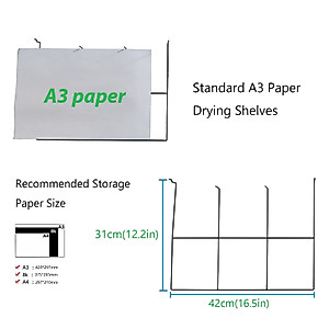 Metal Steel Art Drying Rack for Painting Panels, Paper & Prints, Artwork Storage Display Rack with Wire Shelve for Classrooms, Art Studio and Home Use, White+Black (Size : A- Wall Mounted)