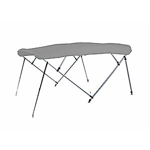 STOPBYUS 7.6 oz Gray 4 Bow Square Tube Boat Bimini TOP Without Running Light Cutout Sunshade Compatible for Encore Boat Builders Bentley Cruise 200 2011-2015