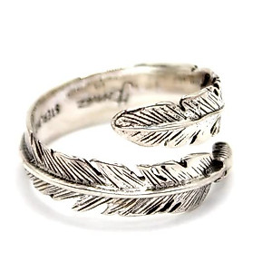 925 Sterling Silver Southwest Native American Kokopelli Open Ring Adjustable (Feather)