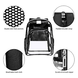 HEEYA Clear Backpack Heavy Duty Transparent Backpack for Security, Sports, Work, Travel, Stadium