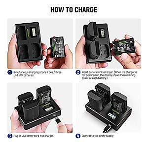 NEEWER LP-E6NH Replacement Battery and USB Charger Set, 3-Pack 2250mAh Replacement for LP-E6NH Battery & Triple Slot USB Charger Compatible with Canon EOS R7 R5 R6 R6 II R, 5DIV, 6DII, 7DII, 80D, 90D