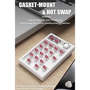 TISHLED Gasket Creamy Mechanical Numpad Programmable Macro Keypad Wireless 2.4G/Bluetooth 5.0/Wired USB-C RGB Backlit Hot Swappable Number Pad Rechargeable Numeric Keyboard Metal Knob for Win/Mac