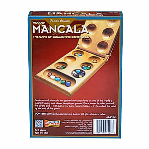 Pressman Mancala - Real Wood Folding Set, with Multicolor Stones by Pressman, 2 players