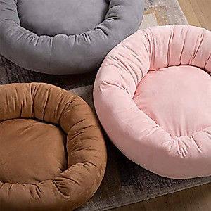 KASENTEX Dog Bed, Round Dog Beds for Medium/Large Dogs, Donut Dog Bed and Cat Bed Anti Slip and Machine Washable (Pink 27x27 Inches)