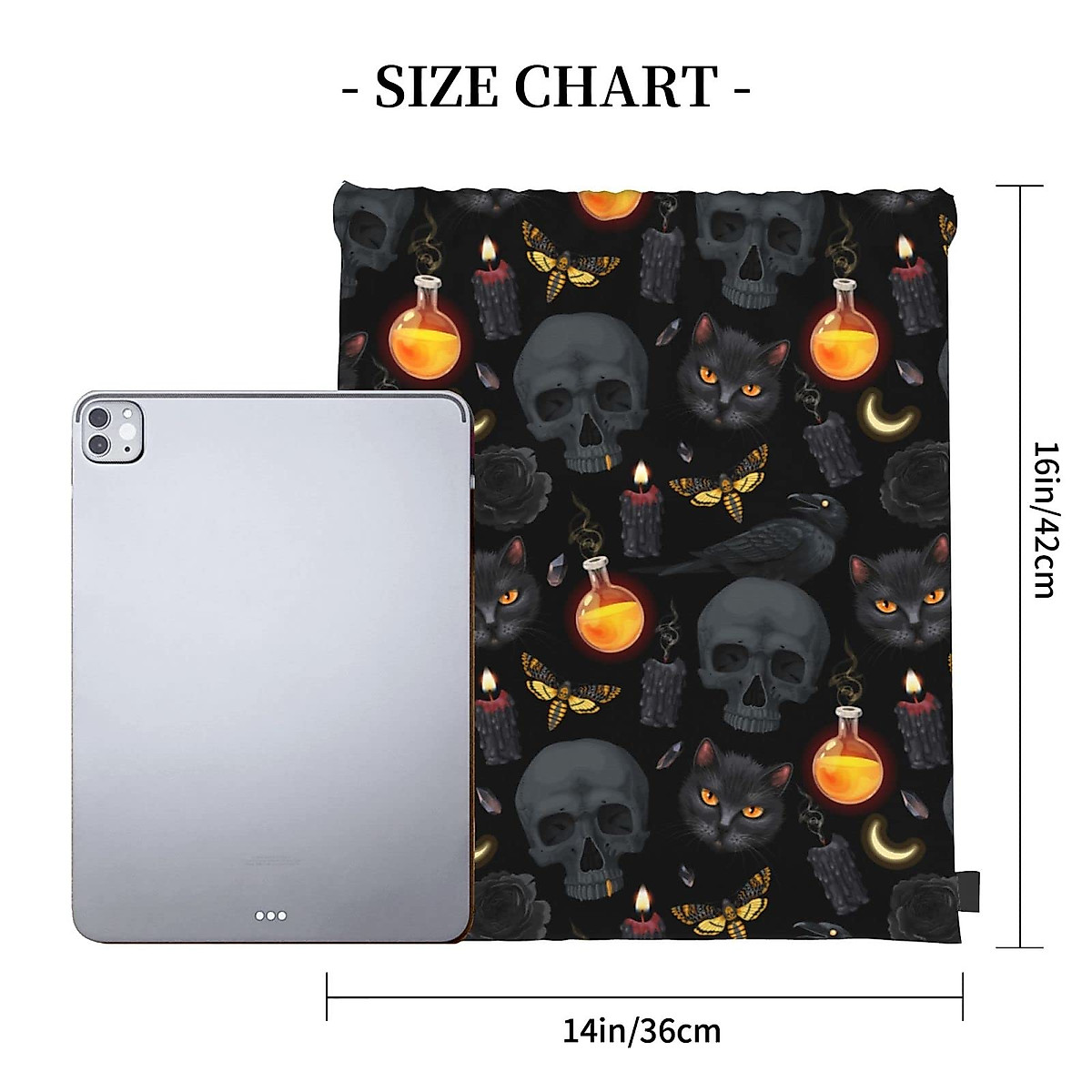 Juoritu Goth Skull Drawstring Bags for Women and Men, Drawstring Backpack, Water Resistant String Bag, Gym Bag for Gifts Sports