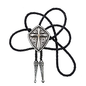 QQA Western Cowboy Bolo Tie for Men Vintage Eagle Shield Star Pattern Necklace Bolo Tie for Men Women