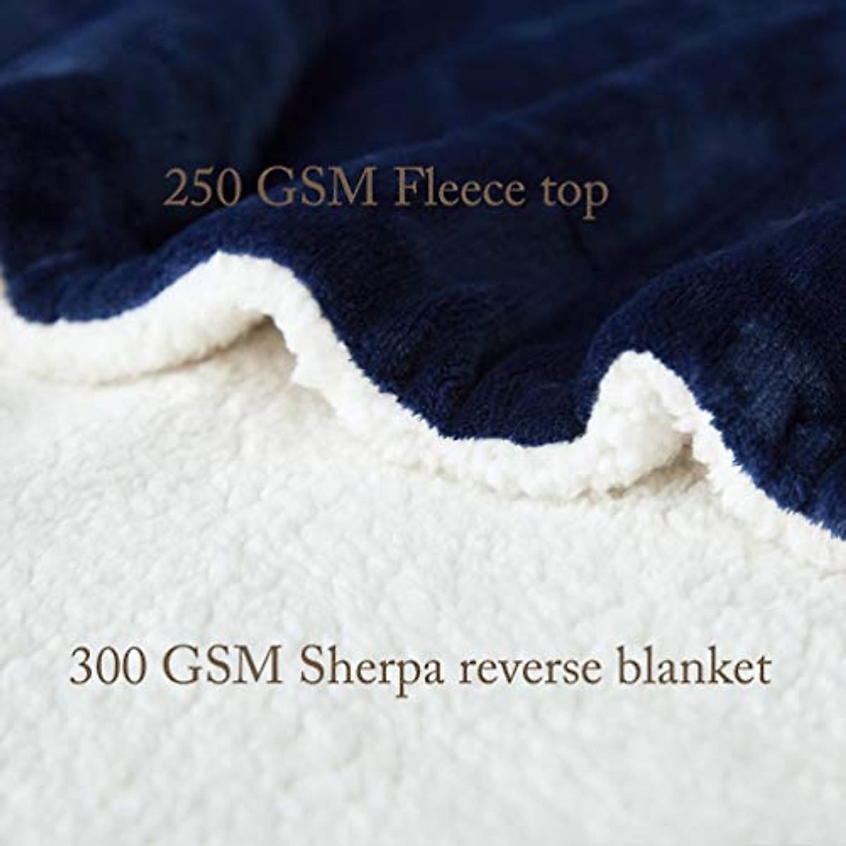 LBRO2M Sherpa Fleece Bed Blanket King Size Super Soft Fuzzy Plush Warm Cozy Fluffy Microfiber Couch Throw Velvet Double Reversible Luxurious Blankets,Navy Blue