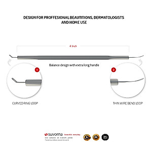 Suvorna Blackhead Extractor loop, Milia Remover, Nose Blackhead Remover Tool, Whitehead Extractor, Pore Extractor, Black Head Remover for Face, Pore Cleaner, Pimple Popper Tool, Pimple Extractor