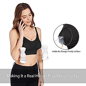 haakaa Pumping Bra Hands Free Maternity Bras for Breastfeeding Adjustable & No Underwire Breast Pump Bra and Nursing Bras with Extra Bra Extenders & Clips Breastfeeding Essentials (Black, X-Large)