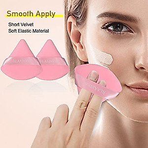 BLAAROOM 6 Pieces Powder Puff Face Makeup Velour Soft Triangle Powder Puffs for Loose Powder Mineral Powder Body Powder Wet Dry Cosmetic Foundation Sponge Makeup Tool - Pink