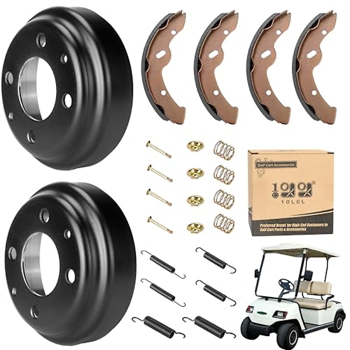 10L0L Golf Cart Brake Repair Kit, Brake Hub Drums & Brake Shoes & Bendix Brake Spring kit fit Yamaha G14, G16, G19, G22 G&E 1994-2006 Models,OEM JU0-G6521-00-00, JN6-F5331-01-00, JN3-F5331-00