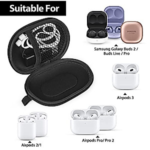 Filoto Earbud Case, AirPods Pro 2nd /3/2/1 Generation Case Portable Carrying Case Small Storage Bag, Earphone Accessories Organizer Hard EVA Shockproof Cover with Carabiner Clip (Black)