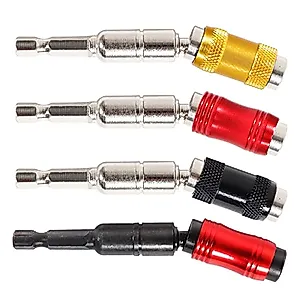 DUALSHINE Drill Bit Holder, 4Pcs Magnetic Swiveling Bit Tip Holder Set Drill Bit Extension Pivot 1/4 Inch Hex Quick Release Pivoting Screwdriver Rotary Extender Chuck Adapter for Impact Driver Screws