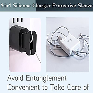 2 in 1 Silicone Charger Protector, 4 PCS 20w/18w Data Cable Winder Anti-Break Protection Cable Storage Compatible with 12/13/14 iPhone Charger Silicone Protective Case