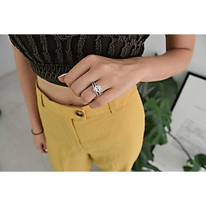 Oval Cut Solitaire 1.5ct CZ Rhodium Plated Engagement Anniversary Wedding Band Promise Women Diamond Ring (5)