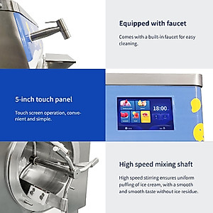 Mvckyi Commercial Hard Ice Cream Machine with faucet, 60L/H Gelato Hard Serve Ice Cream Maker with Digital Control Panel, Frozen Fruit Yogurt Batch Freezer for Restaurant Snack Bar Cafe, 3000W